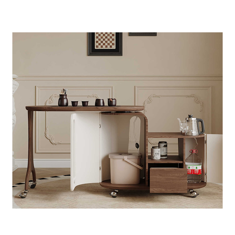 Black walnut tea cart, mobile small tea table, home living room ...