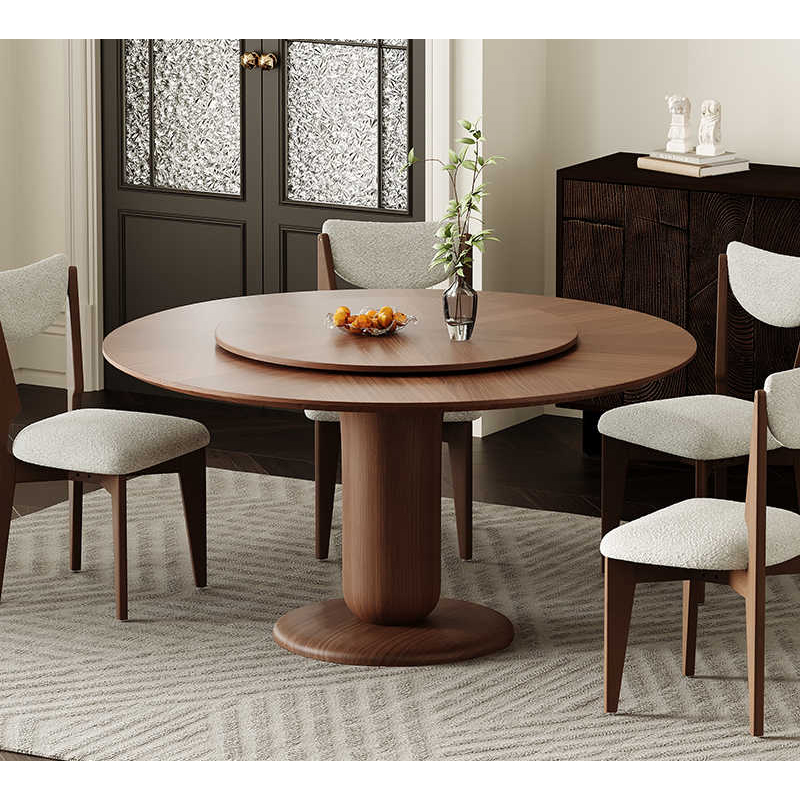 Walnut wood round table classic